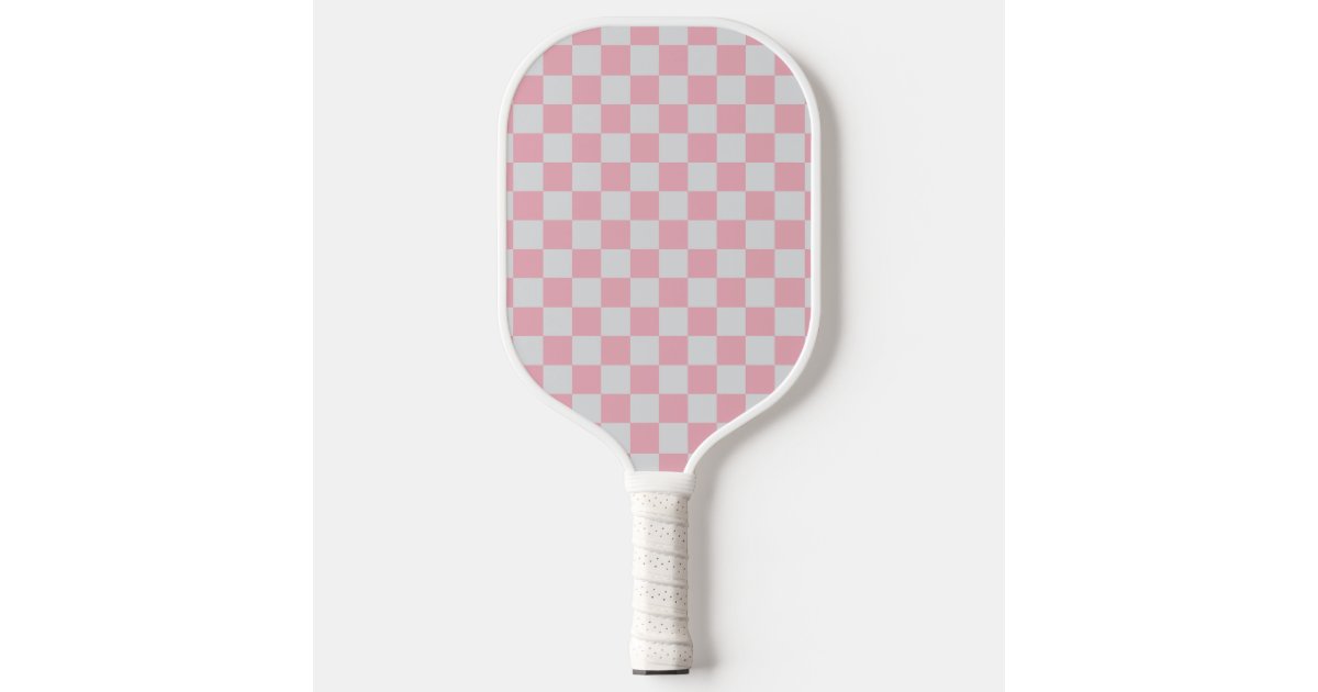 Pink + Gray Check Checkered Checkerboard Pattern Pickleball Paddle | Zazzle