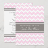 Pink Gray Chevron Custom Baby Shower Invitations | Zazzle