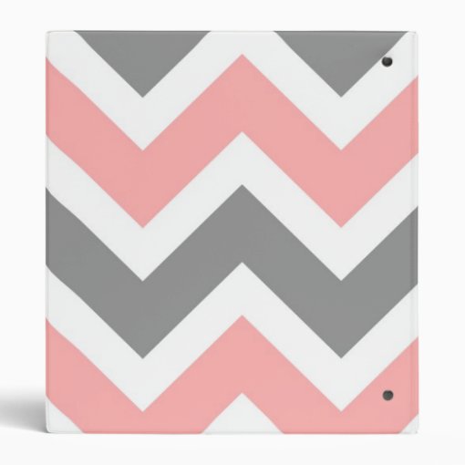 Pink & Gray Chevron Custom Name Binder | Zazzle
