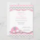 Pink & Gray Chevron Elephants Baby Shower Invites | Zazzle