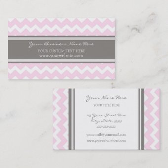 Pink Gray Chevron Retro Business Cards | Zazzle