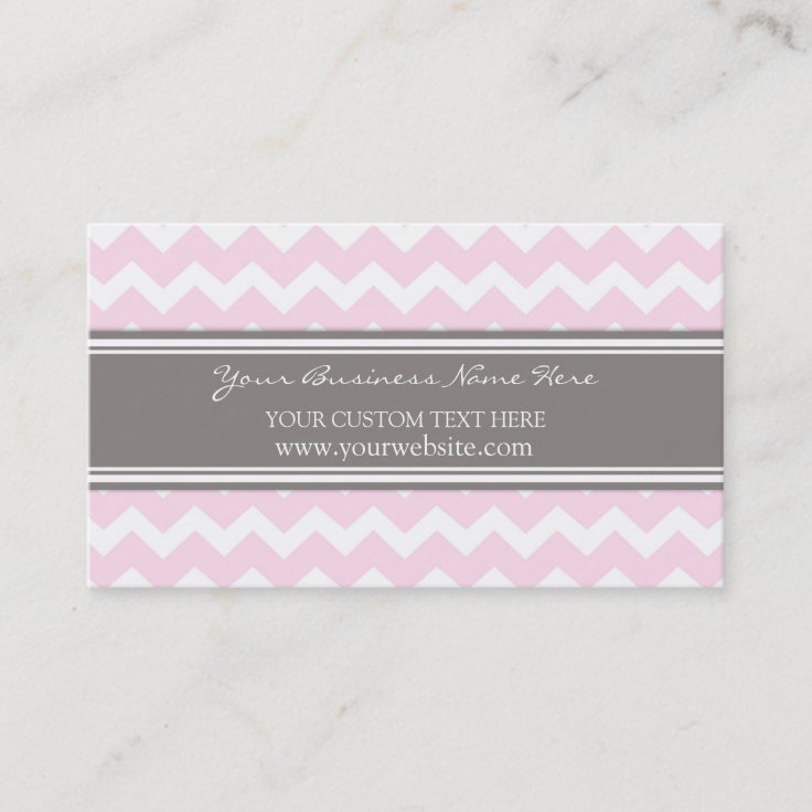 Pink Gray Chevron Retro Business Cards | Zazzle
