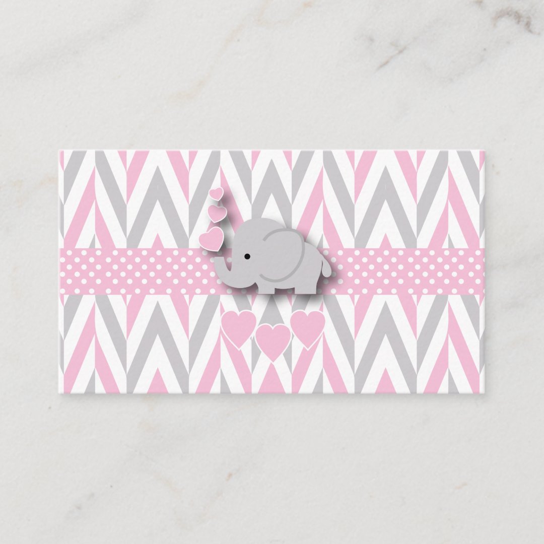 Pink Gray Elephant Baby Shower Diaper Raffle 2 Enclosure Card | Zazzle