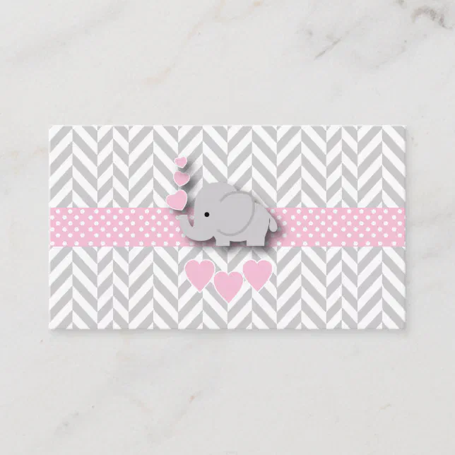 Pink Gray Elephant Baby Shower Diaper Raffle Enclosure Card | Zazzle