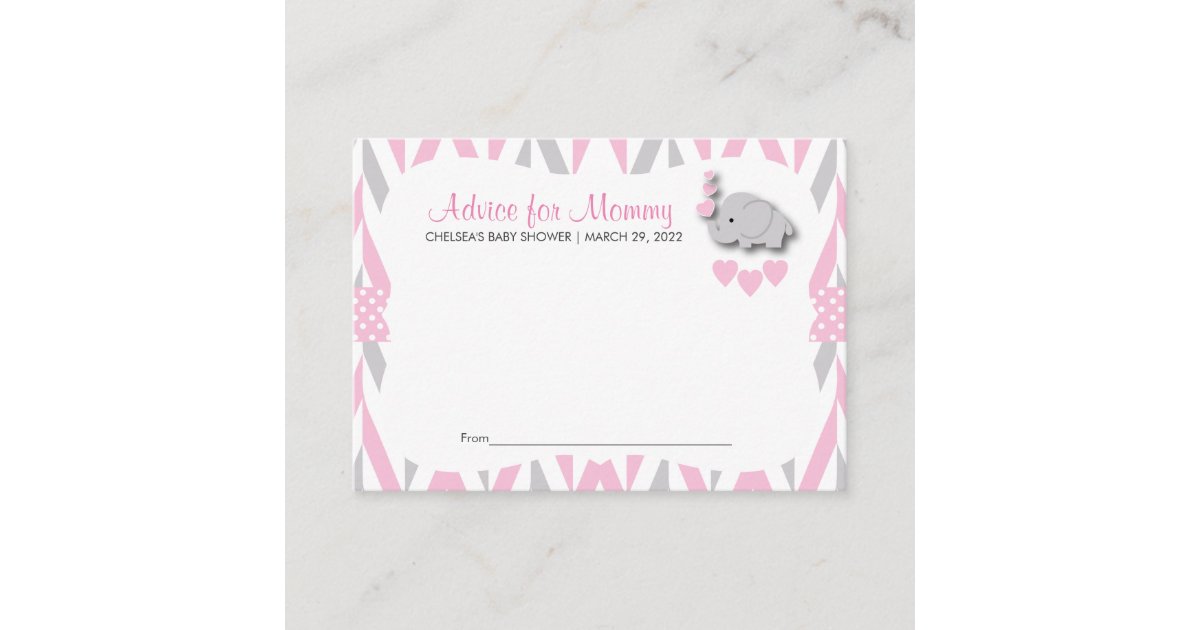 Pink & Gray Elephant Baby Shower Sm - Advice | Zazzle.com