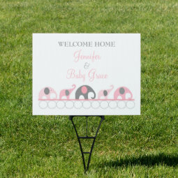 Pink & Gray Elephant Welcome Home Mom and Baby Yard Sign | Zazzle