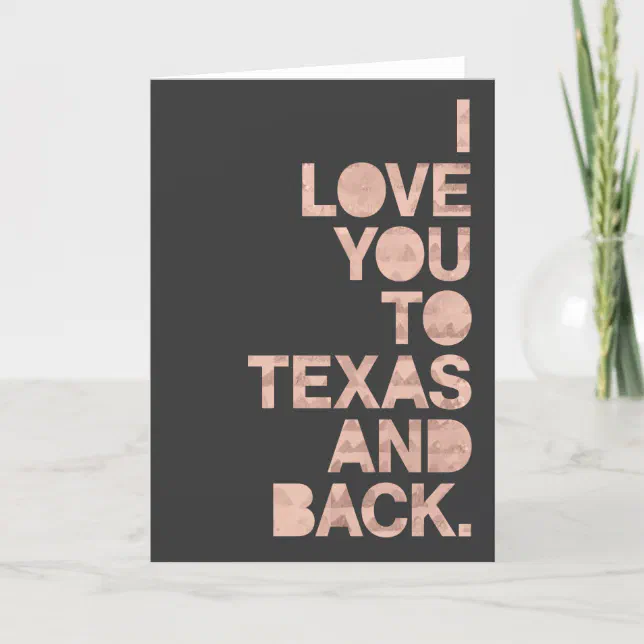 Pink Gray Love You To Texas and Back Card | Zazzle
