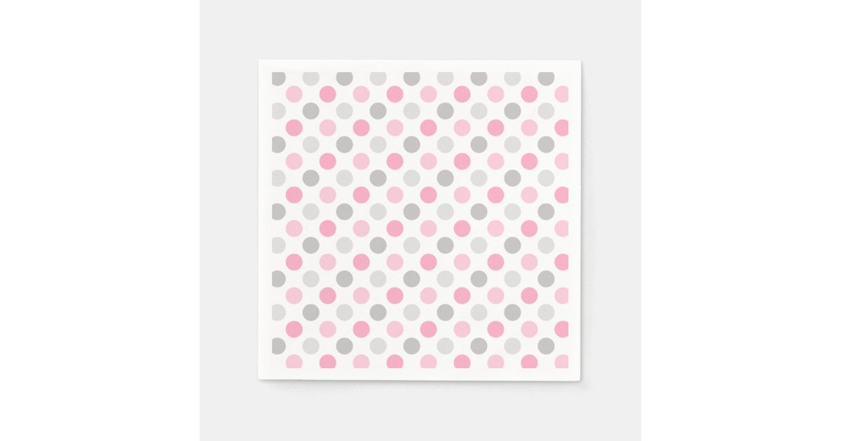 Pink Gray Polka Dots Napkins | Zazzle