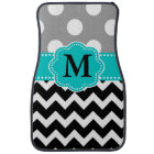 Pink Gray Teal Chevron Monogram Car Floor Mat | Zazzle