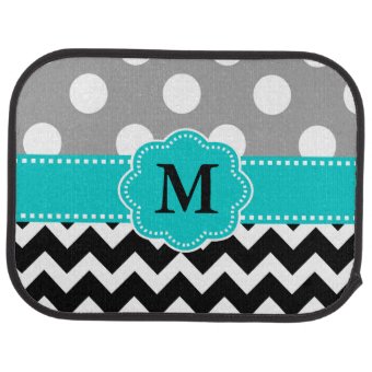 Pink Gray Teal Chevron Monogram Car Floor Mat | Zazzle