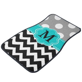 Pink Gray Teal Chevron Monogram Car Floor Mat | Zazzle
