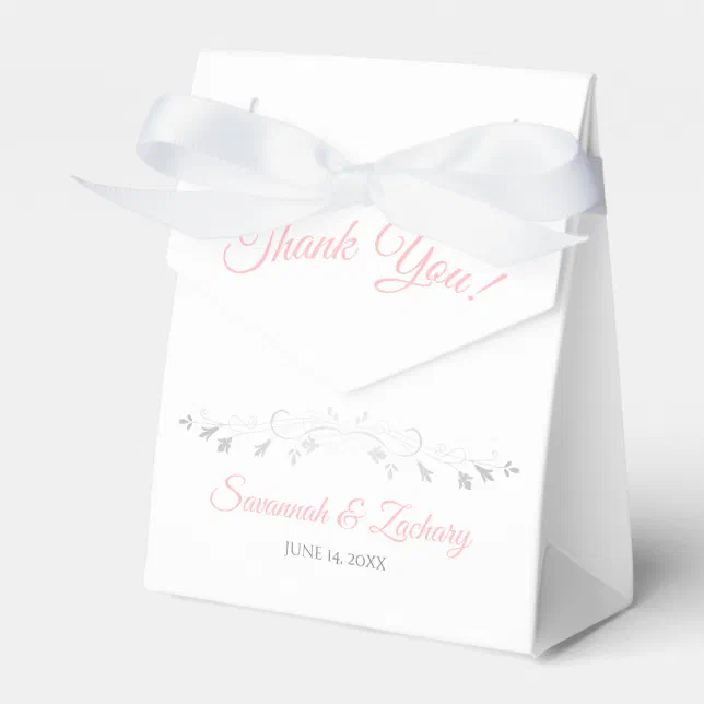 Pink & Gray Wedding Thank You Favor Box | Zazzle