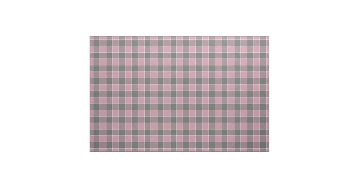 pink gray white checkered plaid fabric | Zazzle