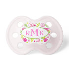 Pink & Green Abstract Flowers Monogram Pacifier | Zazzle.com