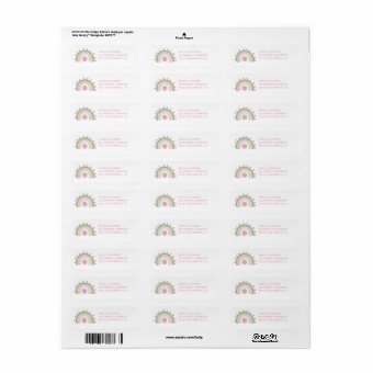 Pink green boho rainbow sunshine baby shower label | Zazzle