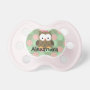 Pink/Green/Brown Owl, Personalized Girls Pacifier | Zazzle