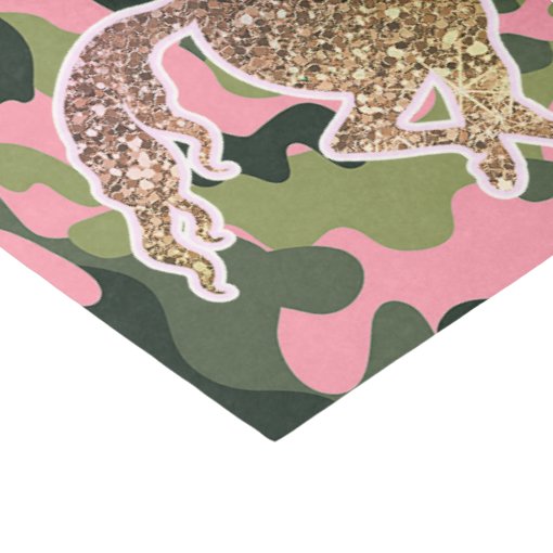 Pink Green Camo Camouflage & Gold Glitter Unicorn Tissue Paper | Zazzle