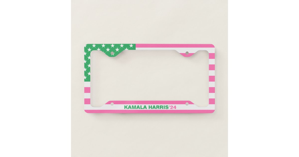 Pink Green Flag KAMALA HARRIS VOTE 2024 Political License Plate Frame ...