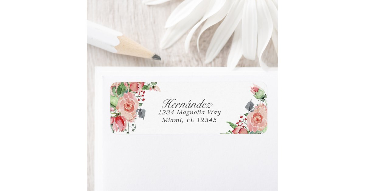 Pink & Green Floral Quinceañera Return Address Label | Zazzle
