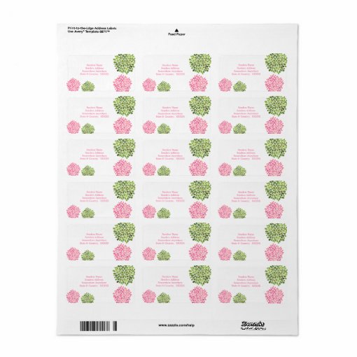 Pink & Green Flower Petal Blooms Address Labels | Zazzle