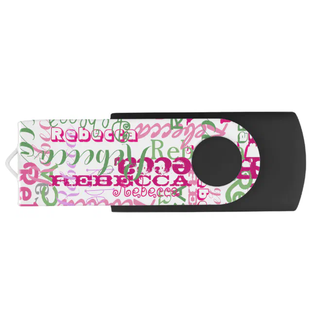 Pink Green Fun Name Collage Allover Print Flash Drive | Zazzle