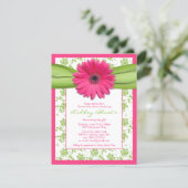 Pink Green Gerbera Daisy Baby Shower Invitation | Zazzle