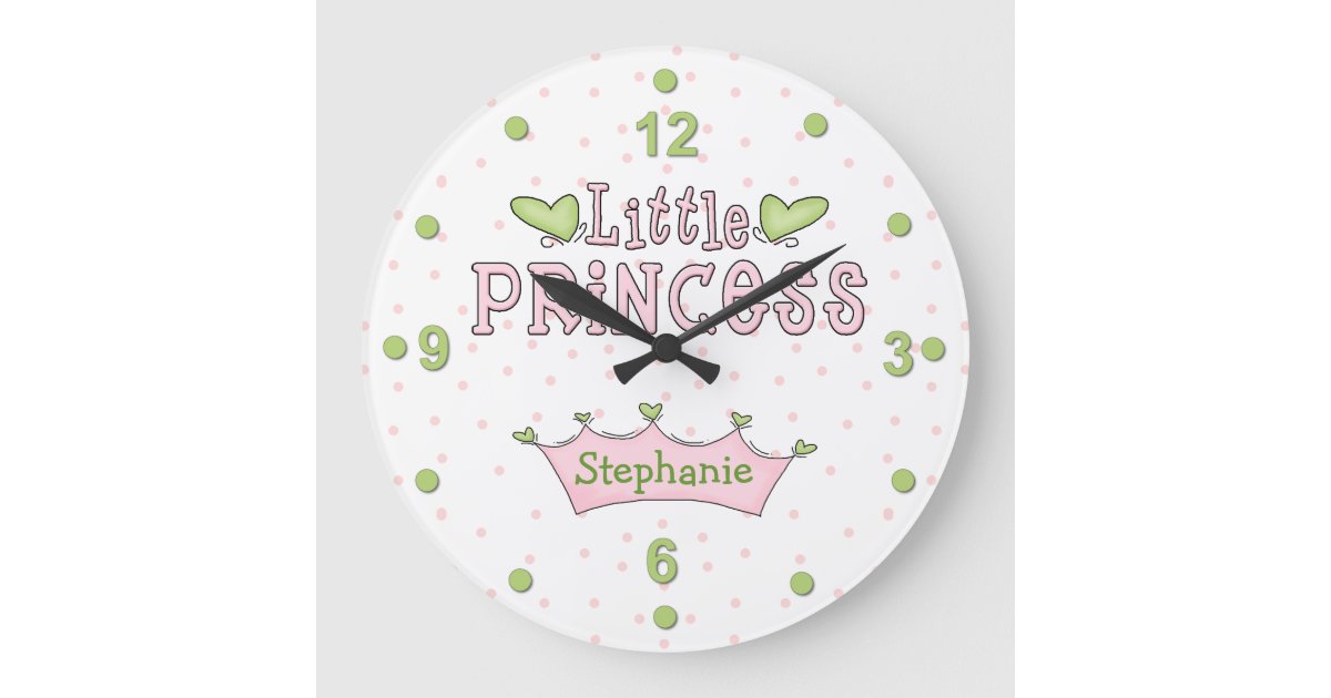 Pink & Green Princess Wall Clock | Zazzle