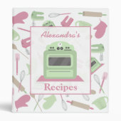 Pink & Green Retro Kitchen Recipe Binder | Zazzle