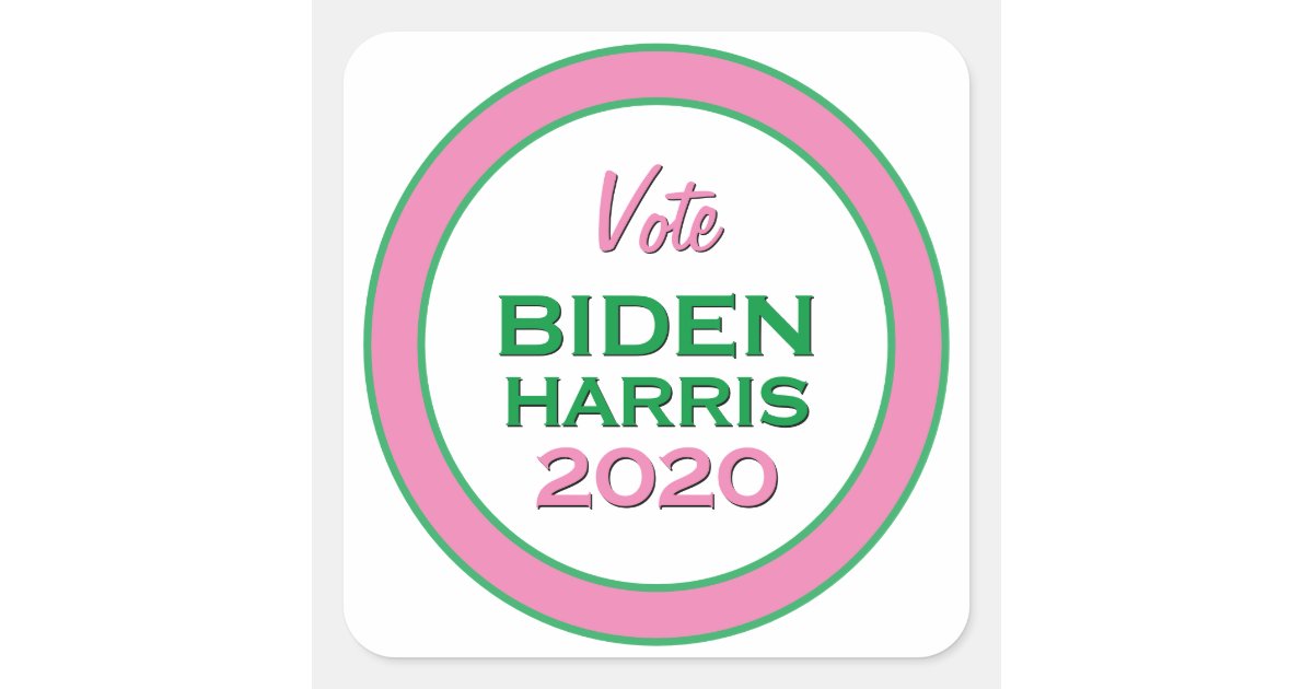 Pink Green Vote BIDEN HARRIS 2020 Campaign Square Sticker | Zazzle