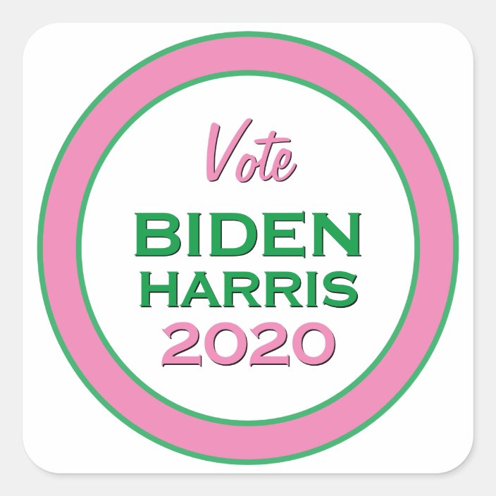 Pink Green Vote BIDEN HARRIS 2020 Campaign Square Sticker | Zazzle.com