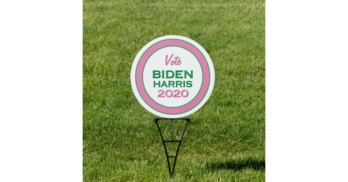 Pink Green Vote BIDEN HARRIS Round Yard Sign | Zazzle