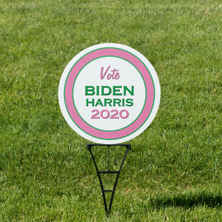 Pink Green Vote BIDEN HARRIS Round Yard Sign | Zazzle