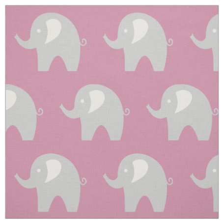 Cute Pink Baby Elephant with Polka Dot Ear Pattern Fabric | Zazzle.com