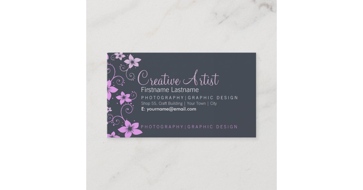 Pink Grey Modern Creative Business Card | Zazzle
