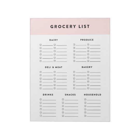 Pink Grocery List Notepad | Zazzle.com