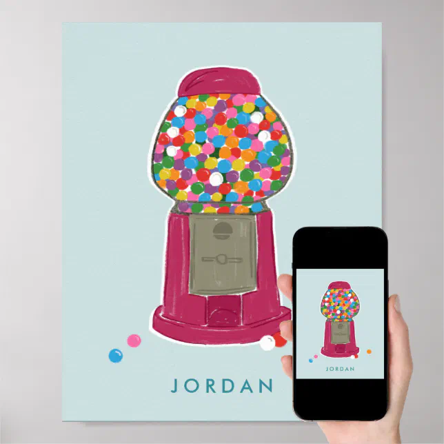 Pink Gumball Machine Candy Bubble Gum Personalized Poster | Zazzle