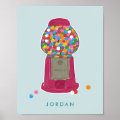 Pink Gumball Machine Candy Bubble Gum Personalized Poster | Zazzle