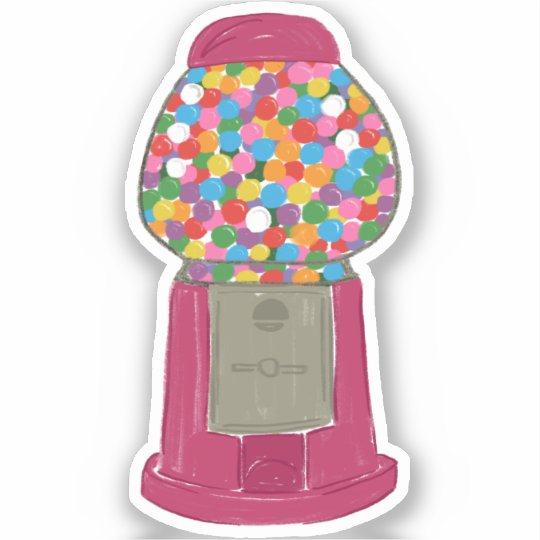 Pink Gumball Machine Candy Bubble Gum Sticker | Zazzle.com