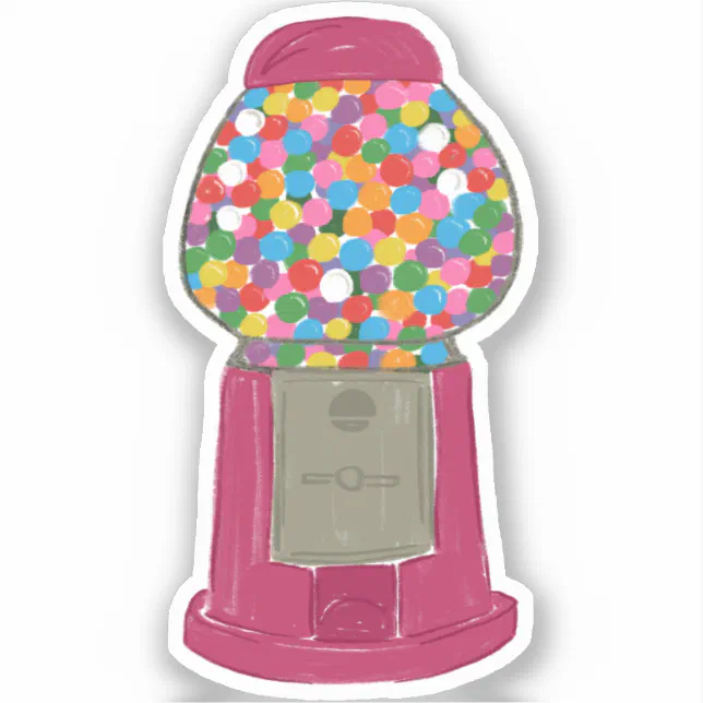 Pink Gumball Machine Candy Bubble Gum Sticker | Zazzle