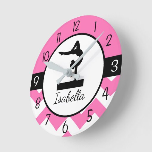 Pink Gymnastics Wall Clock | Zazzle
