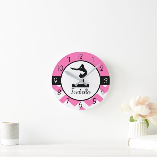 Pink Gymnastics Wall Clock | Zazzle