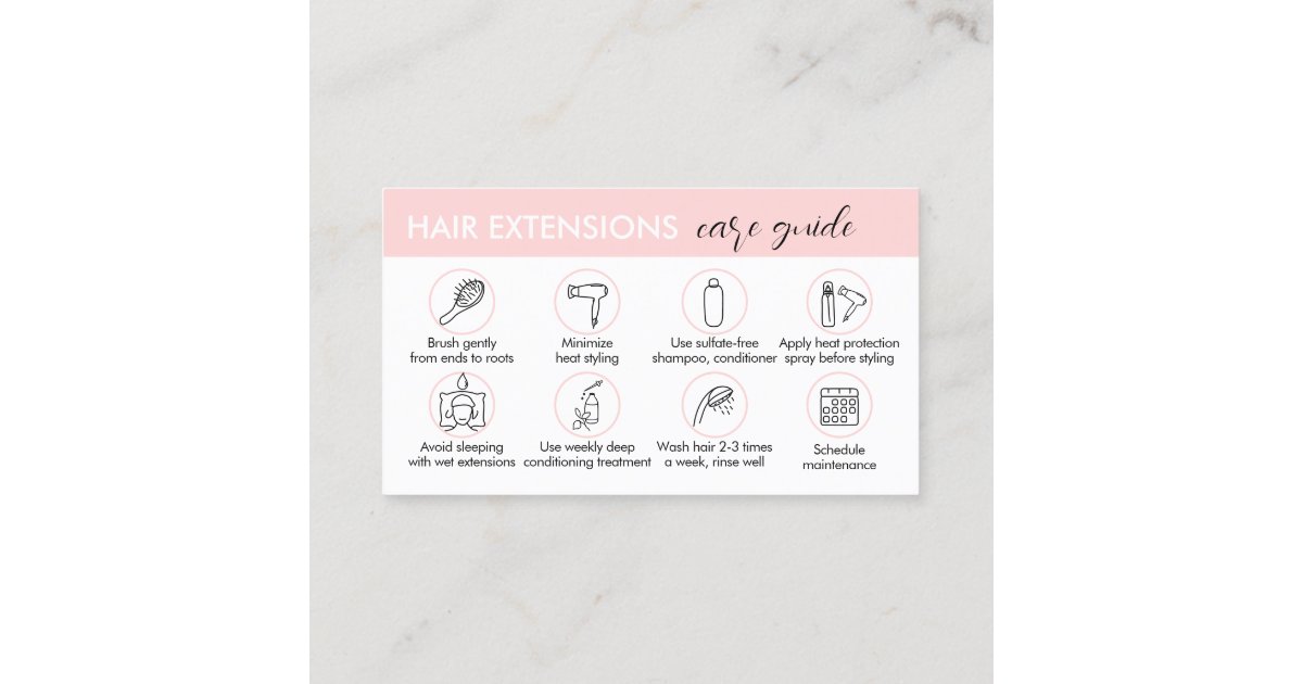 Pink Hair Extensions After Care Guide Instructions Business Card | Zazzle
