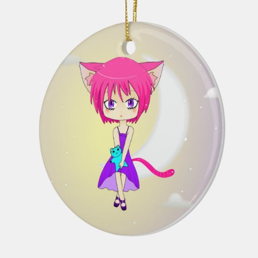 Pink Haired Neko Anime Girl, Ornament | Zazzle