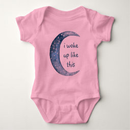 Pink Half Moon | Girl Baby Custom Text Baby Bodysuit | Zazzle