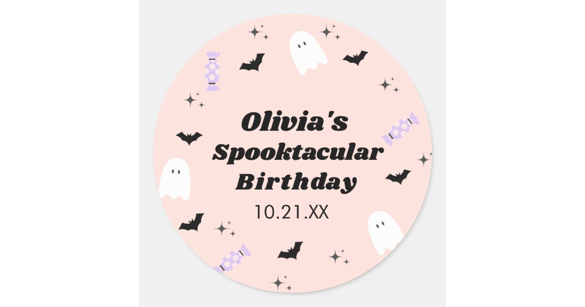 Pink Halloween Birthday Spooktacular Classic Round Sticker | Zazzle