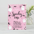 Pink Halloween Cute Ghost Spooky One 1st Birthday Invitation | Zazzle