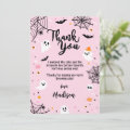 Pink Halloween Cute Ghost Thank You Card | Zazzle