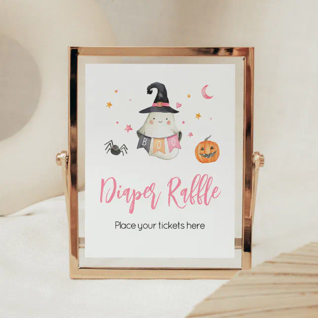 Pink Halloween Ghost Little Boo Baby Shower Poster | Zazzle