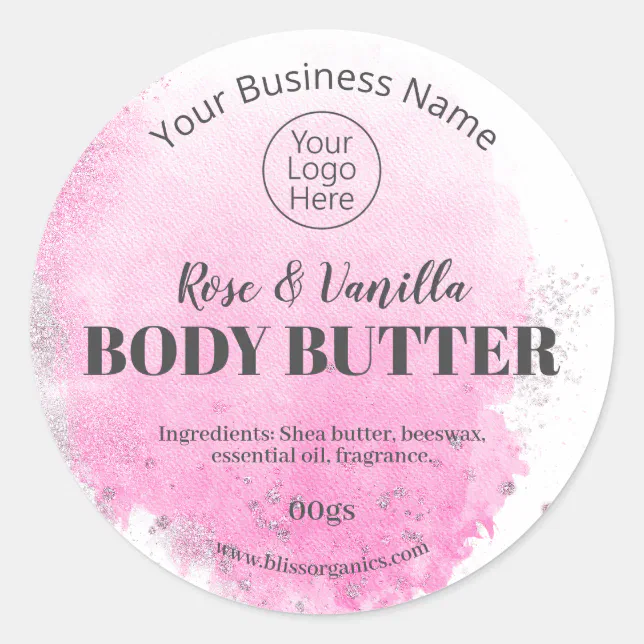 Pink Handmade Body Butter Scrub Logo Label | Zazzle