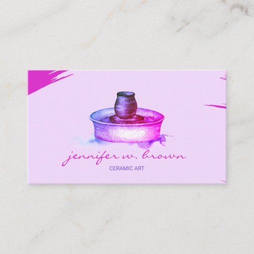 Pink Handmade Clay Ceramic Tool sculpture Pottery Business Card | Zazzle